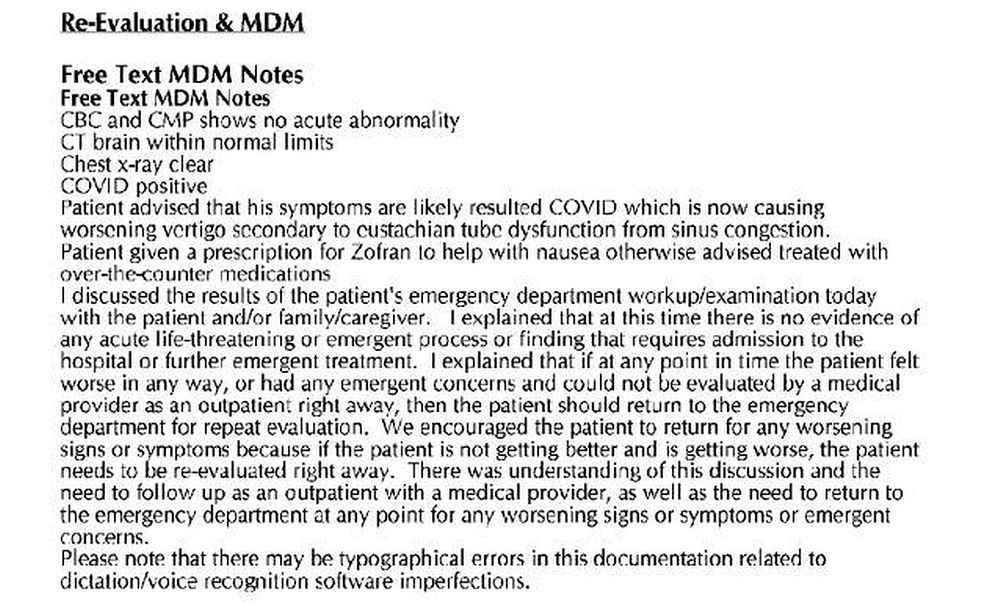 ER NP checks labs, finds "no acute abnormality"