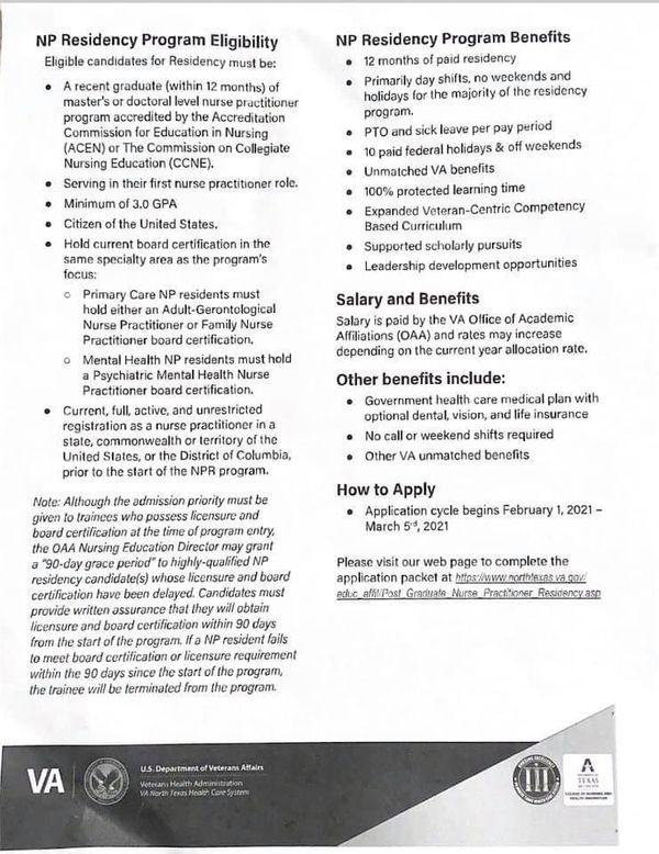 The VA Nurse Practitioner "Residency"