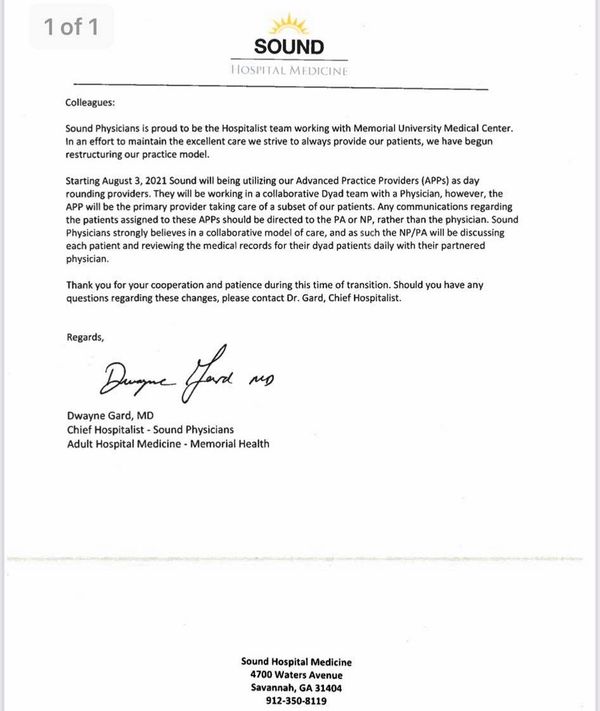 Sound Physicians pushes midlevel-led patient care at Memorial Health ...